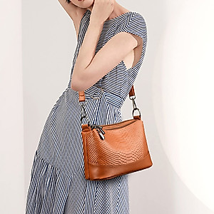 Crossbody Bags for Women Fashion Full Grain Pure Leathe Sling Bag Removable Straps Anti-Theft Zipper Top-Handle Bags Wallets