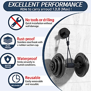 Ycxz Suction Cup Hooks for Shower,12LB Heavy Duty No-Drill Stainless Steel Shower Hooks for Inside Shower,Suction Hooks for Shower Wall,Bathroom,Kitchen,Glass Door,Tile,Mirror (Matte Black, 2 Pack)