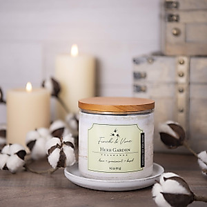 Carolina Candle Herb Garden Scented Jar Candle, Finch & Vine Collection, 3 Wick, 14.5 oz - Up to 60 Hours Burn