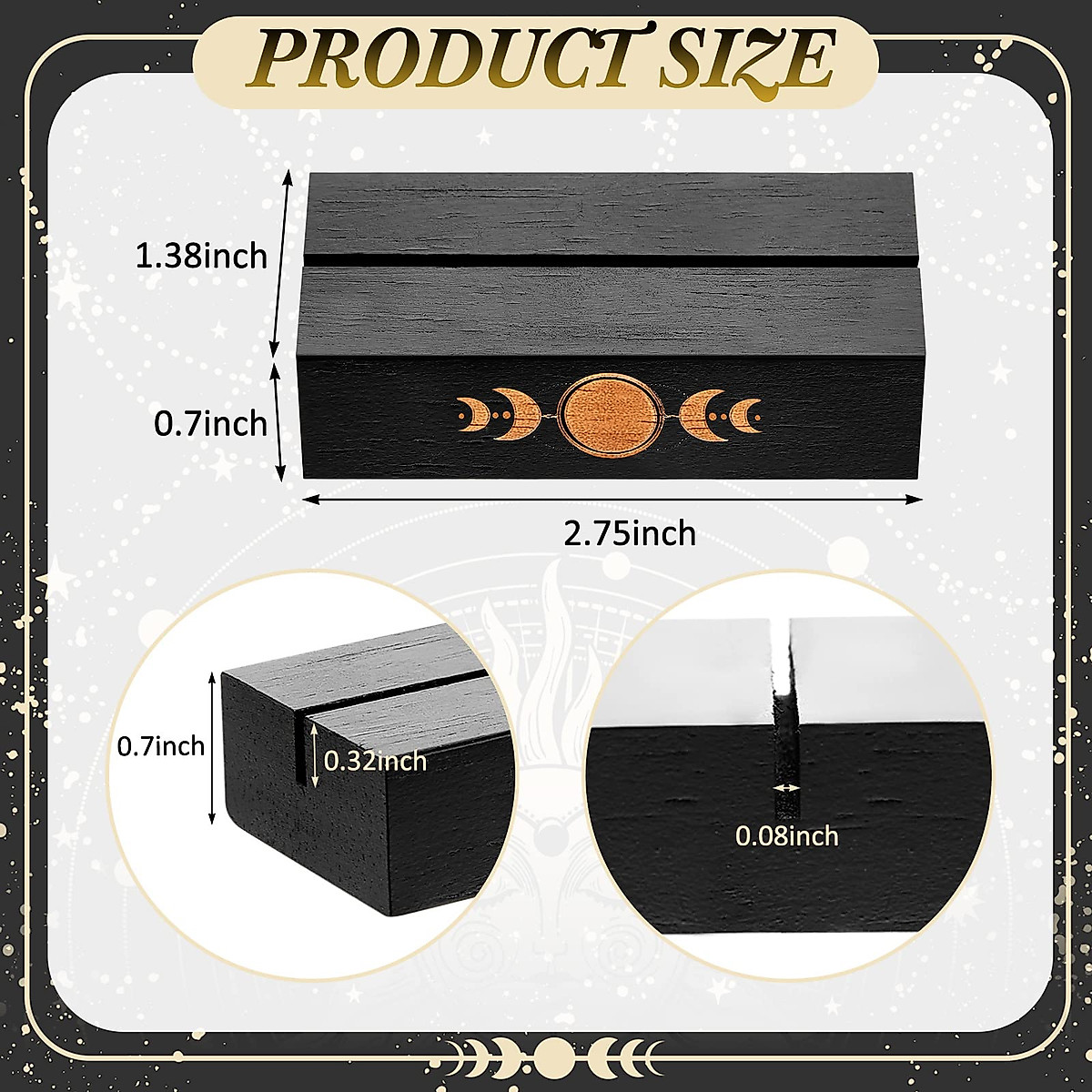 12 Pcs Wood Card Holders Moon Phase Card Display Wood Sign Holders Table Number Holder Stands Name Card Holder for Wedding Party Events Decoration