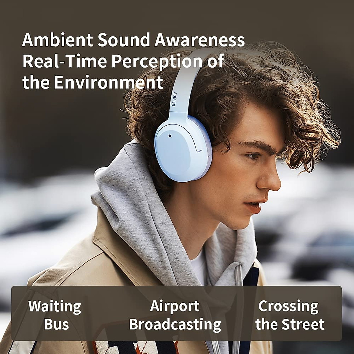 Edifier W820NB Plus Over-Ear Active Noise Cancelling Headphones, Clear Calls with Deep Noise Reduction,Bluetooth Headphones with LDAC for Hi Res Wireless Audio Comfortable Fit, Bluetooth 5.2 Black