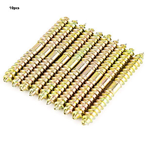 Double Ended Screws, 10Pcs Woodworking Dowel Screws 6 x 60mm, Zinc Plating Dowel Screws for Connecting Wood