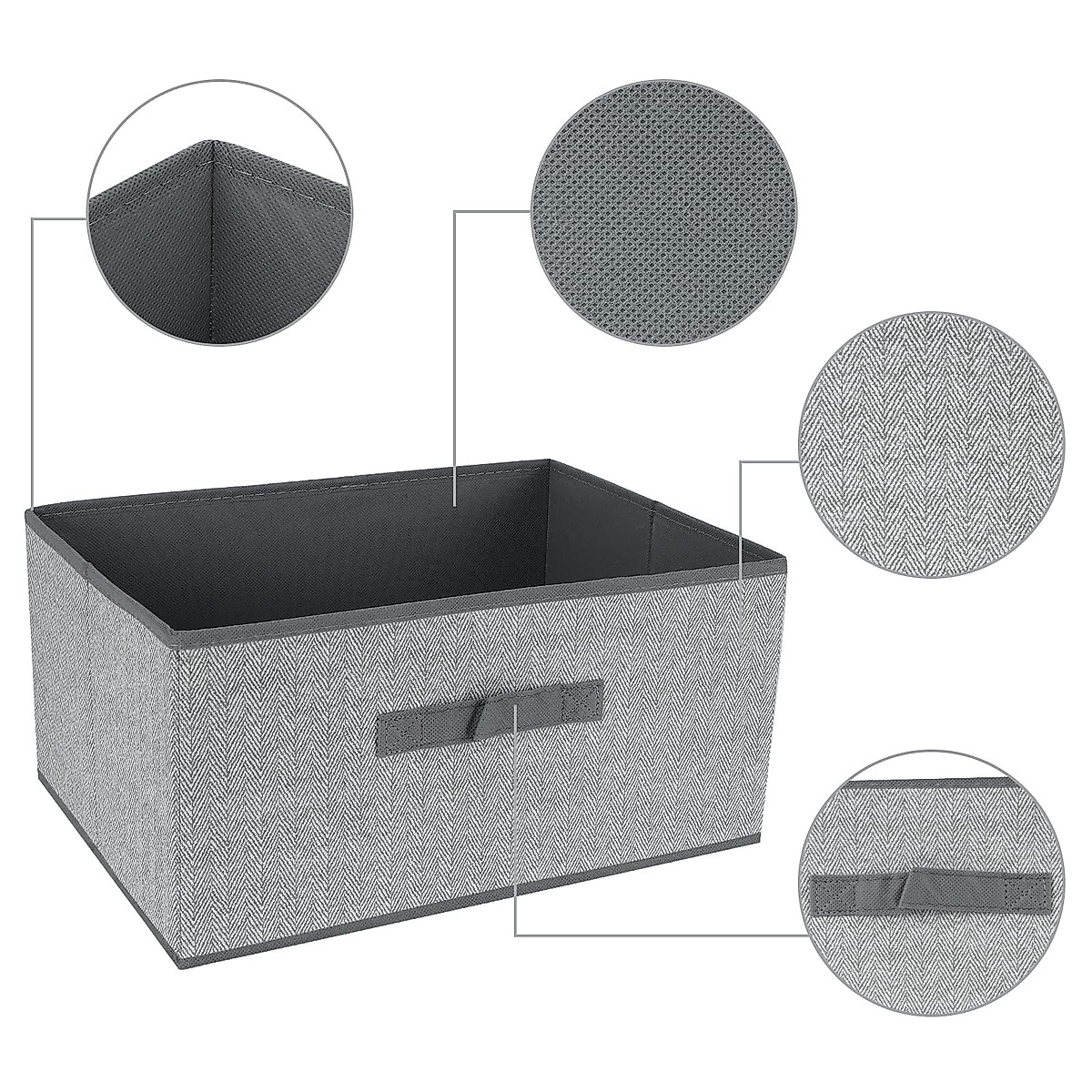 DAYARD Fabric Bins [3-Pack], Foldable Cube Baskets Storage Boxes for Shelves, Closet, Bookshelf, Nursery Organizer Containers, 16 x 11 x 8 inch Grey…