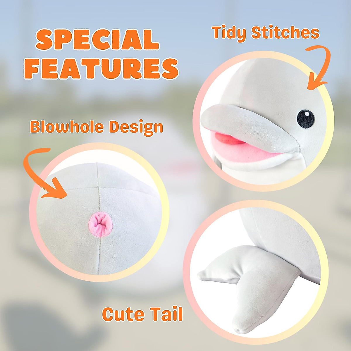 PlenPLAY 15" Large Baby Whale Plush Toy Pillow - Super Soft and Huggable Plushies for Kids and Whale Lovers - Meet G.Ricky, Your Cute Ocean Companion