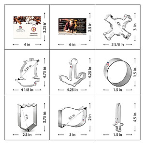 Foose Cookie Cutters 7 Piece Birthday Pirate Cookie Cutter Set Ship, Flag, Skull & Crossbones, USA