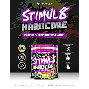 FINAFLEX STIMUL8 Hardcore, Grape Escape - Extreme Energy, Strength & Endurance for Men & Women - with Caffeine & L-Citrulline - 30 Servings