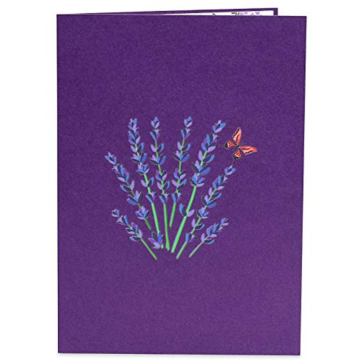 Paper Love 3D Pop Up Card, Lavender Basket, For Mothers Day, Valentines Day, Birthday, All Occasions - 5" x 7" Cover - Includes Envelope and Note Tag