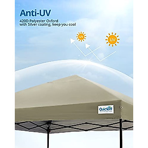 Quictent Clear Tent 10'x10' Ez Pop up Canopy with Sidewalls Instant Outddoor Gazebo Shelter Waterproof (Khaki)
