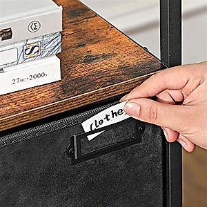 HIGOH Bedside Table Bedside Table, 3-Tier Bedside Table with Drawers, 2 Shelves, Dresser with Fabric Drawers