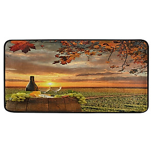 ALAZA White Wine Barrel Vineyard Kitchen Rugs Floor Mat,Non Slip Absorbent Comfort Standing Mat Kitchen Runner Rug for Hallway Entryway Bathroom Living Room Bedroom,39 X 20 Inches