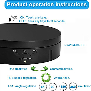 Qinmay 360-Degree Rotating Display Stand, 360 Degree Photography Turntable with Remote Control,5 PVC Backgrounds,Battery/USB Power Supply for Product Photography Display
