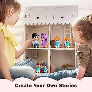 FUNERICA Dollhouse People Figures Playset - Adorable Dollhouse Family Members with Pets, Doctor, and Nurse. Little People Figures Doll House Accessories Toys