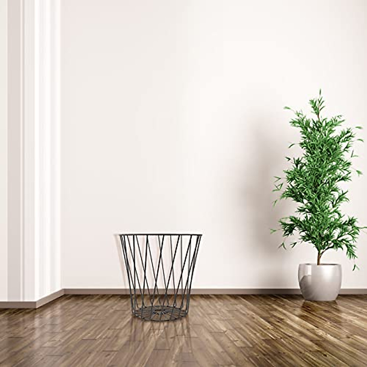 Cabilock Trash Bin Wire Mesh Trash Can Decorative Wastebasket Recycling Bin Iron Waste Paper Basket Garbage Can Container Bin for Office Bathroom Bedroom Black