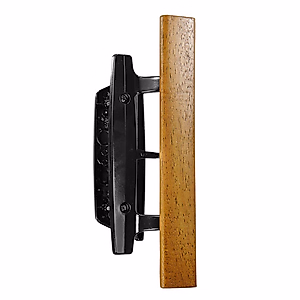 Mortise Style Reversible Sliding Patio Door Handle Set with Oak Wood Interior Handle and Exterior Pull in White Diecast Finish Fits 3-15/16” Screw Hole Spacing, Non-keyed with Latch Locks (Black)