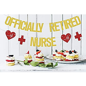 Officially Retired Nurse Banner Gold Red Glitter, Retirement Party Decorations, Nurse Party Decorations, Nurse Decorations for Party, Happy Retirement Banner, Nurse Retirement Party Decorations