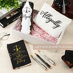 Domensi 6 Pcs Funny Allegedly Lawyer Gifts Judge Gift Lawyer Appreciation Day Gift 20 oz Marble Sign Tumbler Makeup Bag Notepad Ballpoints for Law Paralegal School College Teacher(Black)