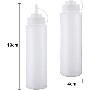LNJBABAO 2 Pcs 8oz Plastic Squeeze Condiment Bottles Sauce Bottles 8oz Seasoning Dispensers 250ml Squeeze Condiment Bottles for Condiments Ketchup Syrup BBQ Sauce Mustard Salad Dressing