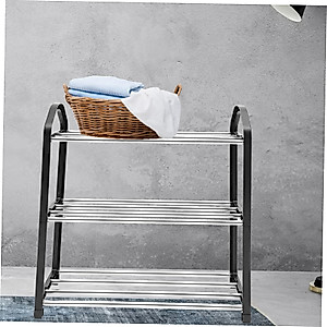 Alipis Shoe Rack Shoe Storage Organizer Freestanding Shoe Cabinet Shoe Shelf Shoe Holder Shoe Stand Metal Organizer Shelf Three-Layer Shoe Storage Rack Stainless Steel Storage Bag Plastic