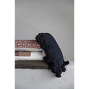 Creative Co-Op Cotton Lumbar Tassels Pillow, 32" x 14", Multicolored