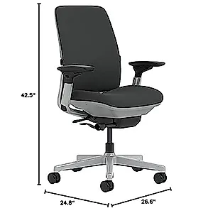 Steelcase Amia Chair with Platinum Base & Hard Floor Casters, Licorice