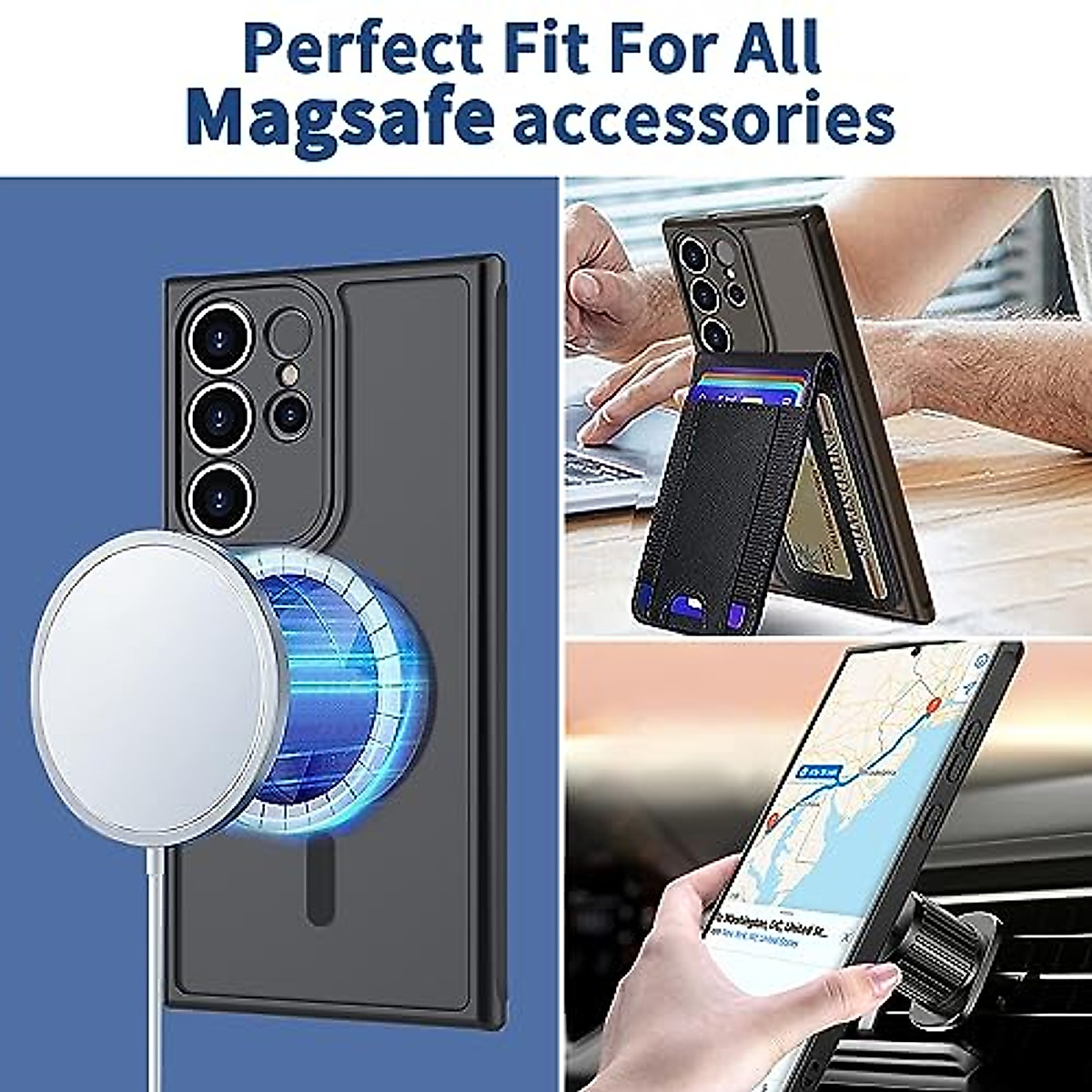 CACOE Magnetic Case for Samsung Galaxy S23 Ultra 5G 6.8 inch-Compatible with MagSafe & Magnetic Car Phone Mount,Anti-Fingerprint TPU Thin Phone Cases Cover Protective Shockproof (Black)