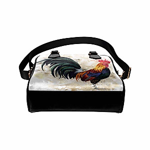 InterestPrint Cock Chicken Painting Women's Casual Bag Shoulder Bag PU Leather Handbags