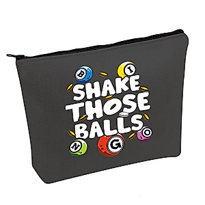 JXGZSO Bingo Gambler Gift Shake Those Balls Makeup Bag Lucky Bingo Pouch Bag Bingo Game Lover Gift (Shake those balls black)