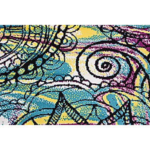 Unique Loom Metro Collection Modern Abstract Henna Floral Area Rug, 9 x 12 ft, Black/Ivory