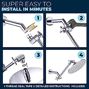 HammerHead Showers 12 Inch Long Adjustable Shower Arm — Feat. Shark Teeth, The Strongest Locking Joints of Any Shower Head Extension Arm — Metal Extender Raises Showerhead Height — Chrome