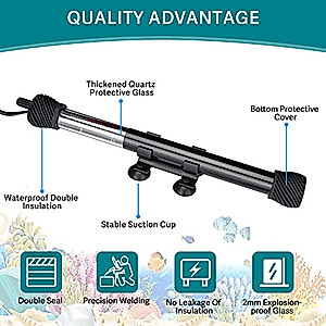 hygger ETL Certification Aquarium Heater, 50W/100W/200W/300W Submersible Fish Tank Thermostat Heater with Adjust Knob Suction Cup for Small Betta Coral Saltwater and Freshwater