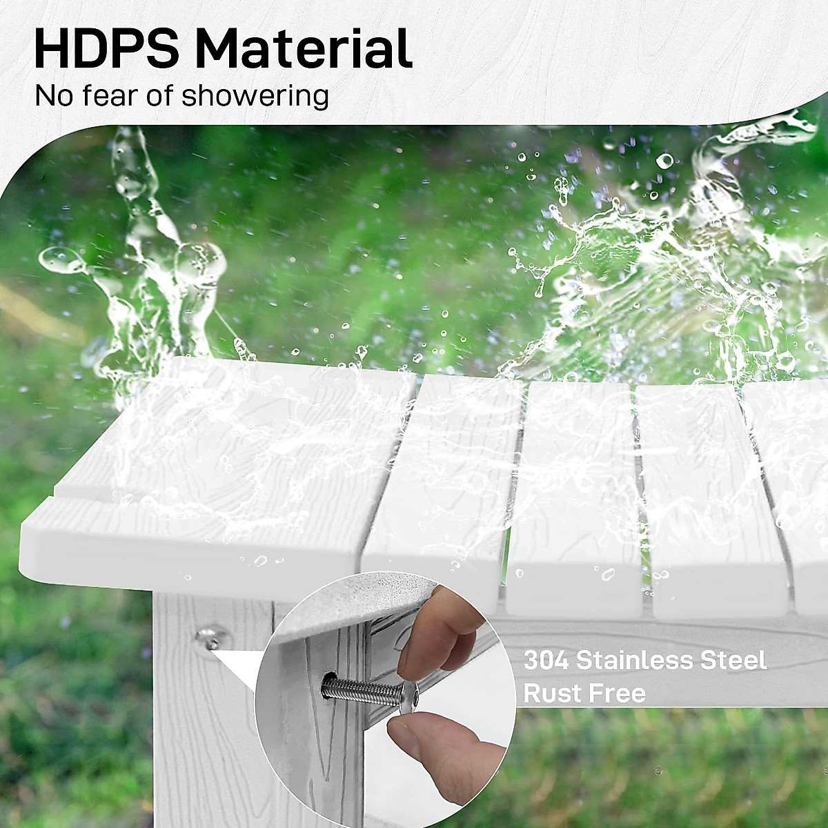 Juserox HDPS Shower Bench, Inside Shower Chair for Shaving Legs, Waterproof 2-Tier Bath Spa Shower Stool for Adults Sitting, Weather -Resistant No-Slip Indoor Outdoor Shower Seat, White