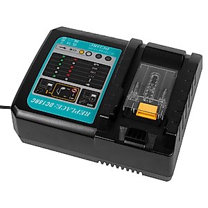 DC18RC 18V Battery Super Fast Charger Replace for All Makita 14.4V-18V Lithium Battery BL1415 BL1430 BL1450 BL1440 DC18RD DC18RC DC18RA DC18SF DC18SD 194065-3 194066-1 DA340DRF BDF343 (Not Original)