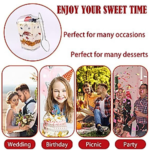 Hiasobre 50Pack 5oz Clear Plastic Dessert Cups with Lids and Spoons, Reusable Square Parfait Appetizer Cups, Party Trifle Shooter Serving Cups, Mini Dessert Shot Glasses for Tasting