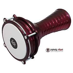 Kids Percussion 10'' Length Aluminum Darbuka, 5.2" Tunable Synthetic Head Doumbek Hand Drum for Kids (Red)