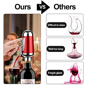 ADWSET Wine Aerator Wine Decanter, One Button Smart Wine Dispenser Wine Pourer Spout Best Wine Gifts for Wine Lovers(Wine red)