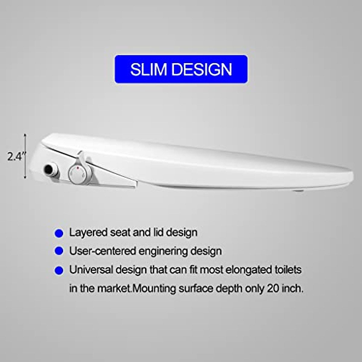Vinnova Taranto Non-Electric Bidet Toilet Seat - Self Cleaning Retractable Nozzle, Elongated in White, Easy Installation