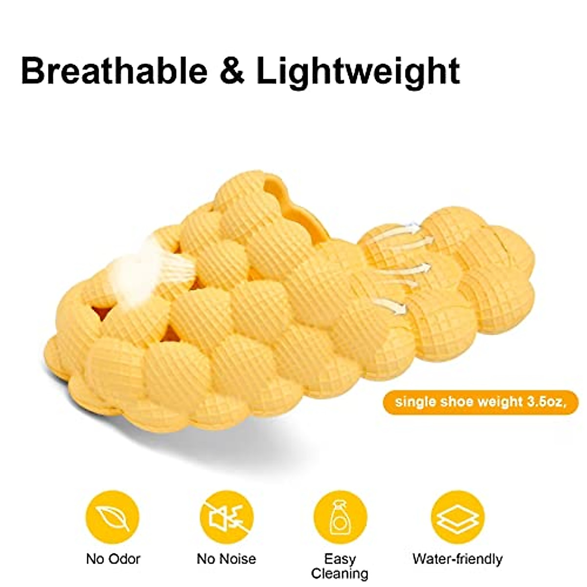 Cubufly Kids Bubble Slides Golf Ball Slipper Boy Girl Thick Sole Massage Bubble Shoes Funny House Yard Shower Slippers Yellow