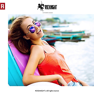 ROCKNIGHT Aviator Sunglasses for Women Polarized UV Protection Ladies Trendy Purple Sunglasses Mirrored Beach Fashion Sunglasses Present for Women