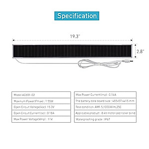 Sortfle Solar Charger 7.4V/8.4V Solar Panel Charger for Window Shades, Dual Cell Series Li-ion Device Solar Charger，Motorized Curtain or Motorized Blinds 8.4V Charger