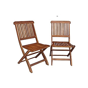 BTEXPERT Living Balcony Desk 4 Piece Patio Bistro Acacia Wood Folding Garden, Set of 4 Chairs