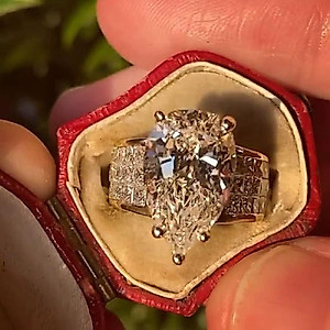 925 Sterling Silver Ladies Classic Elegant Pear Shape Diamond Ring 18K Rose Gold Plated Square Cut AAA Cubic Zirconia Ring Ladies 925 Engagement Wedding Ring Sizes 6-10 604 (8)