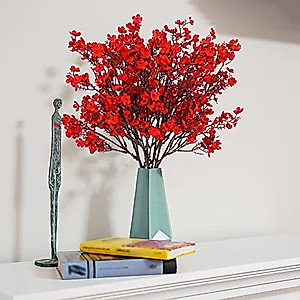 Uieke 6 Pcs Babys Breath Artificial Flowers Bulk Silk Red Faux Flowers Real Touch Gypsophila Bouquet for Christmas Halloween Home Wedding Decoration