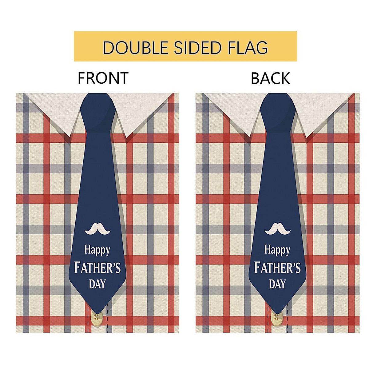 Father's Day Plaid Shirt Small Garden Flag Vertical Double Sided 12.5 x 18 Inch Work Hard Dad Burlap Yard Outdoor Decor