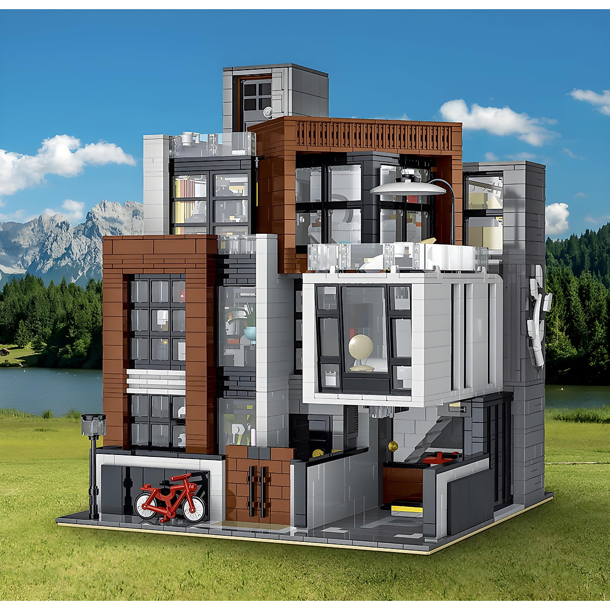 General Jim's Modern Cubist Villa Modular City Building Blocks MOC Bricks Set | Compatible with Lego City Sets and Other Major Brands