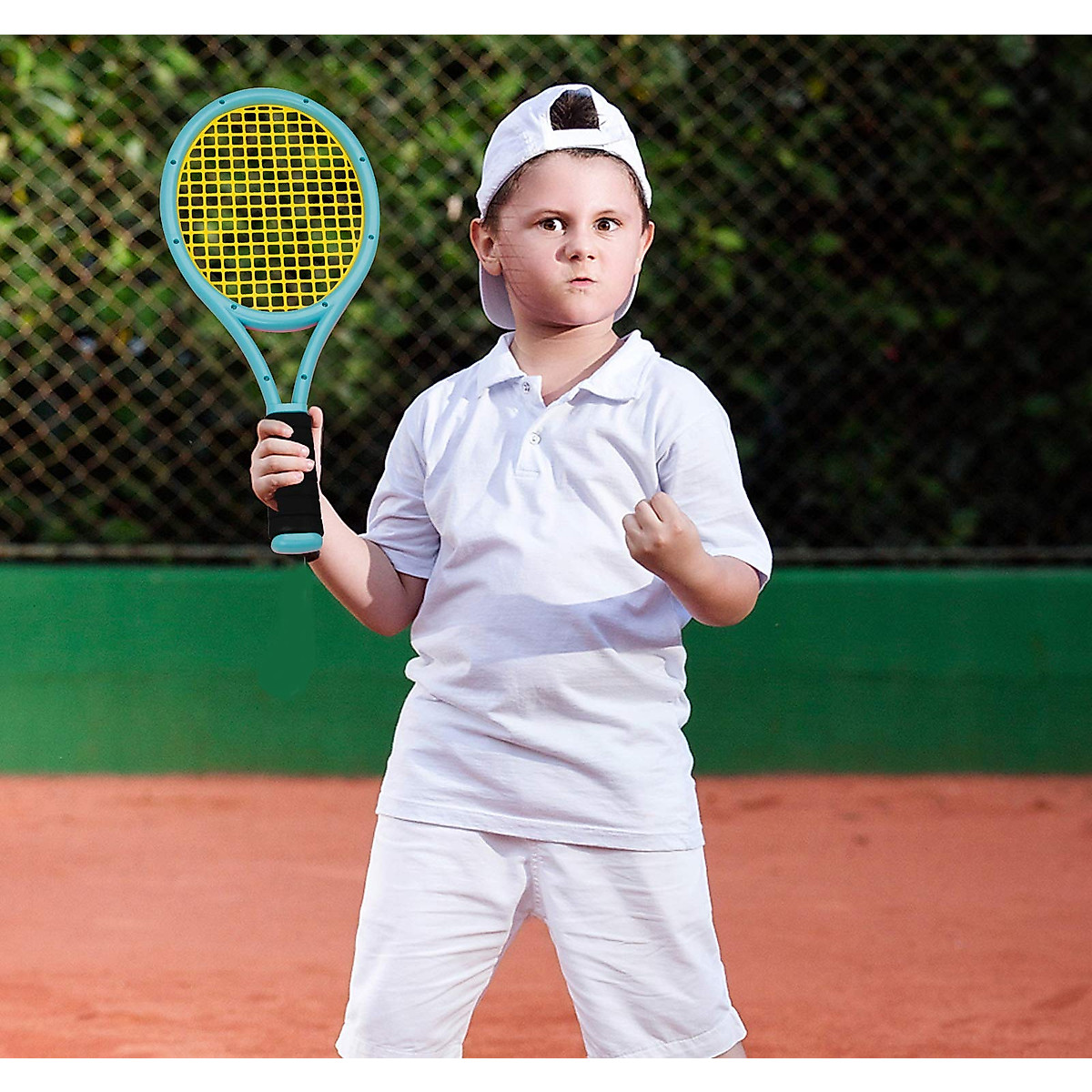 Tennis Racket Set for Children,17 Inch Racquet with 3 Soft Balls,1 Tennis Ball and 4 Badminton Balls for Toddler Indoor/Outdoor Sports