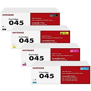 045 045H CRG-045 4-Color Toner Cartridge Set Replacement for Canon 045 045H Toner Cartridge for Canon Color imageCLASS MF634Cdw, MF632Cdw, LBP612Cdw Laser Printers ( 4-Pack)