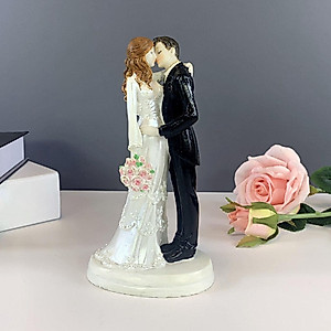 shamjina Cake Topper Bride and Groom Figure Wedding Couple Figure Wedding Engagement Party Decorations for Wedding Valentine's Day parties decoration of cake, E