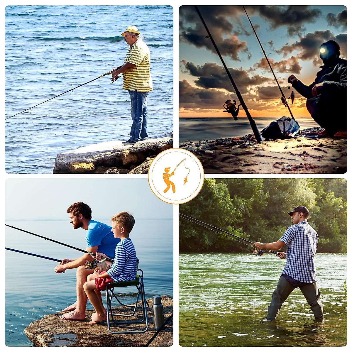 SANLIKE 5.9' Fishing Rod and Reel Combo, Fishing Rod, Fishing Pole, Fishing Gear and Equipment, Carbon Fiber Travel Fishing Rod, Fishing Pole Set for Sea, Lakes, Men's Gift, Travel