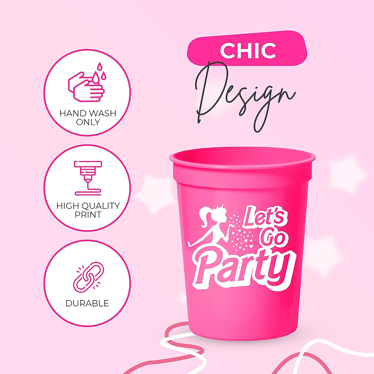 Let's Go Party Set of 12 Bachelorette Cups, 1 Bride Cup and 11 Let's Go Party Cups, 16 Oz Bachelorette Party Cups, Cowgirl Cups, Girls Trip Cups, Pink Reusable Cups, Girls Weekend Cups Girls Night Cup