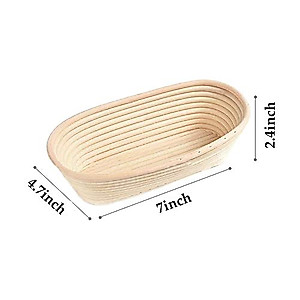 7 Inch Premium Oval Banneton Basket With Liner Perfect Rattan Brotform Dough Proofing Baskets For Making Beautiful Bread Set Of 2